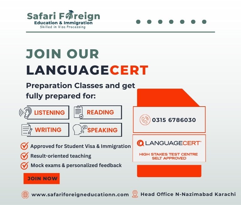 LanguageCert Test Centre: Start Your Classes 2026 Karachi - Safari ...